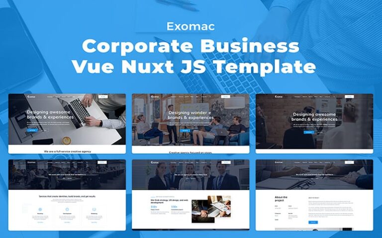 Exomac – Corporate Business Vue Nuxt JS Website Template - Template Witch