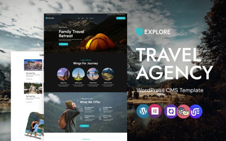 Explore - Travel Agency WordPress Elementor Theme - Template Witch