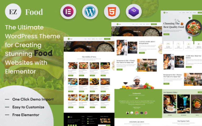 EZ Food Restaurant: Ultimate Restaurant WordPress Theme - Template Witch