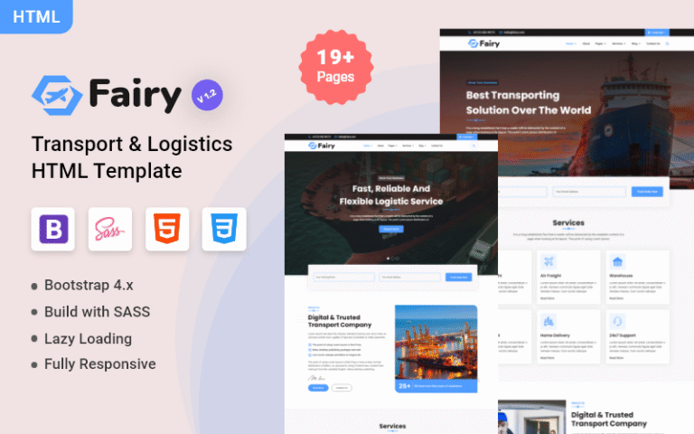 Fairy - Transport & Logistics HTML Website Template - Template Witch
