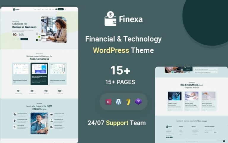 Finexa – Business Financial & Technology WordPress Theme - Template Witch