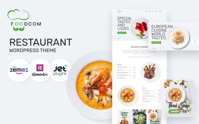 Foodcom - Restaurant WordPress Elementor Theme - Template Witch