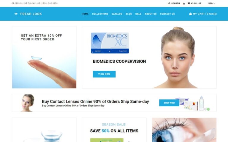 Fresh Look - Contact Lens Store Shopify Theme - Template Witch