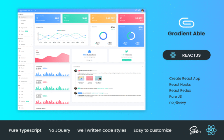 Gradient Able Reactjs Dashboard Admin Template - Template Witch