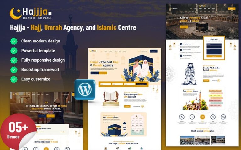 Hajjja - Hajj, Umrah Agency, and Islamic Centre WordPress Theme - Template Witch