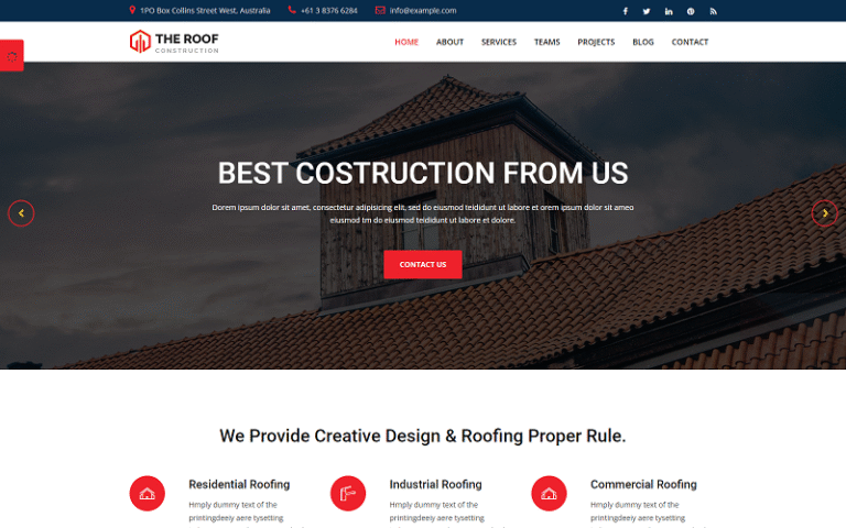 Home Roofer | Roofing Company Services & Construction Html Website template - Template Witch