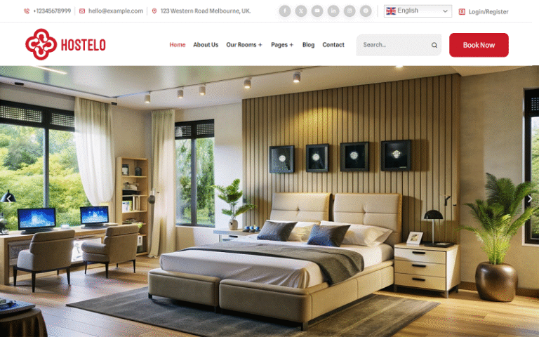 Hostelo - Hostel, Dormitory, Hall, Boarding, House, Residence Booking Elementor WordPress Theme ...