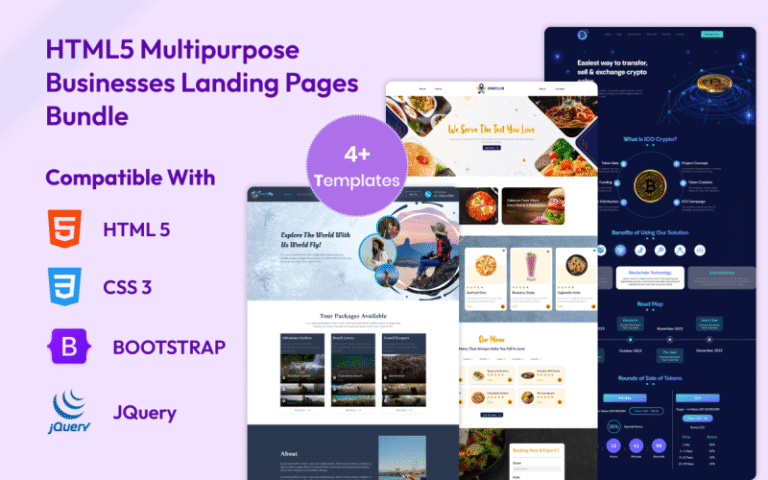 HTML5 Multipurpose Businesses Landing Page Bundle - Template Witch