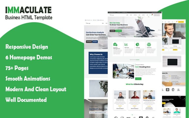 Immaculate Business Multipurpose Consulting HTML Template - Template Witch