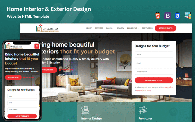Interior, Exterior Design & Architecture HTML Website Template ...