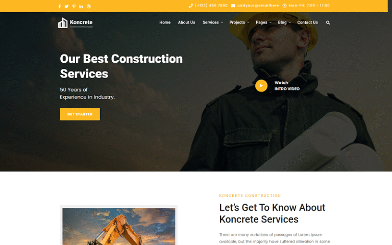 Koncrete Construction Services Html Template - Template Witch