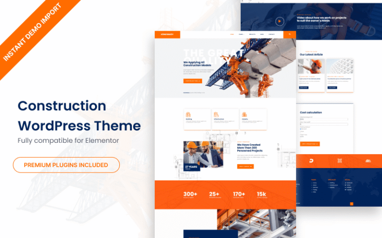 Konstruksy - Construction Engineering WordPress Theme - Template Witch