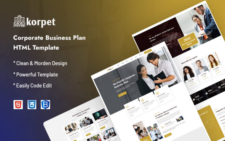 Korpret – Corporate Business Plan Website Template - Template Witch