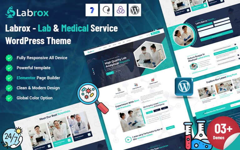 Labrox - Lab Service WordPress Theme - Template Witch