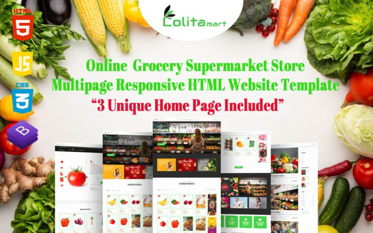 Lolitamart - Online Grocery Supermarket Store Multipage Responsive HTML Website Template ...