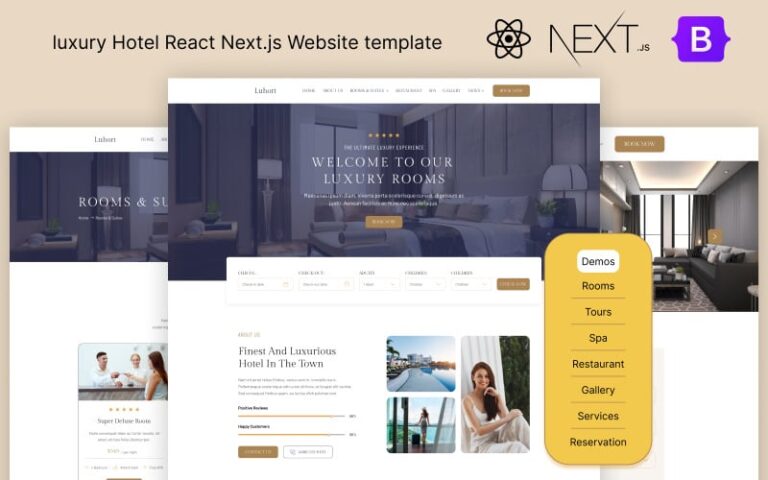 Luhort - luxury Hotel React Next.js Website Template - Template Witch
