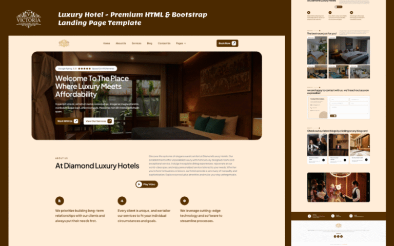 Luxury Hotel - Premium HTML & Bootstrap Landing Page Template ...