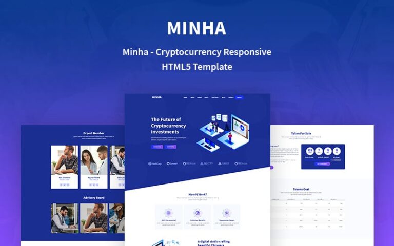 Minha - Cryptocurrency Responsive Website Template - Template Witch