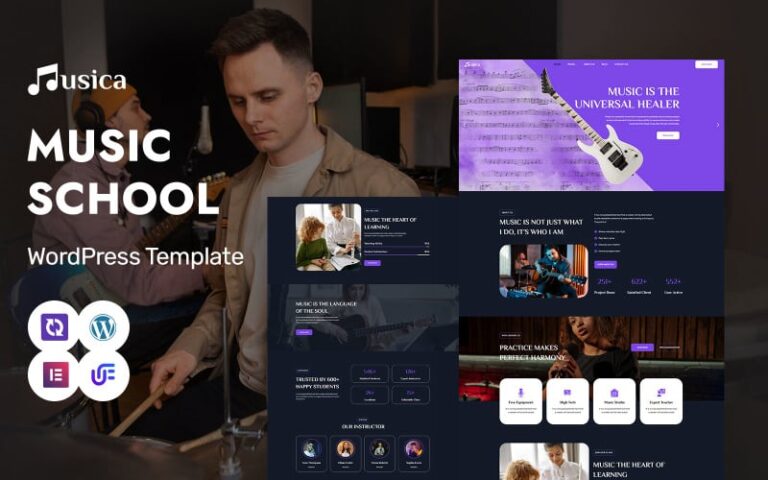 Musica - Music School And Performance Training WordPress Elementor Theme - Template Witch