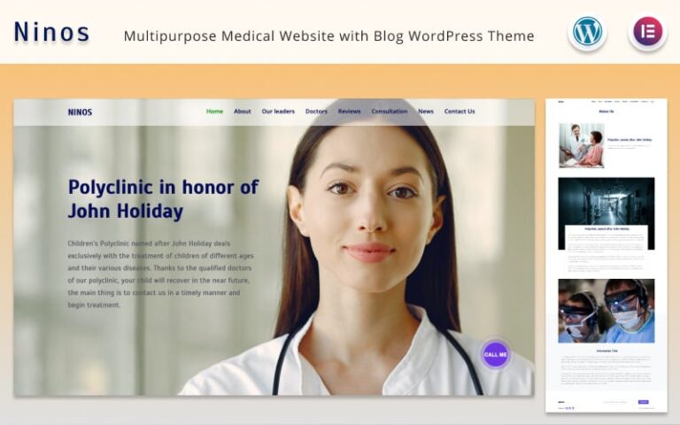 Ninos - Multipurpose Medical Website with Blog Elementor WordPress Theme - Template Witch