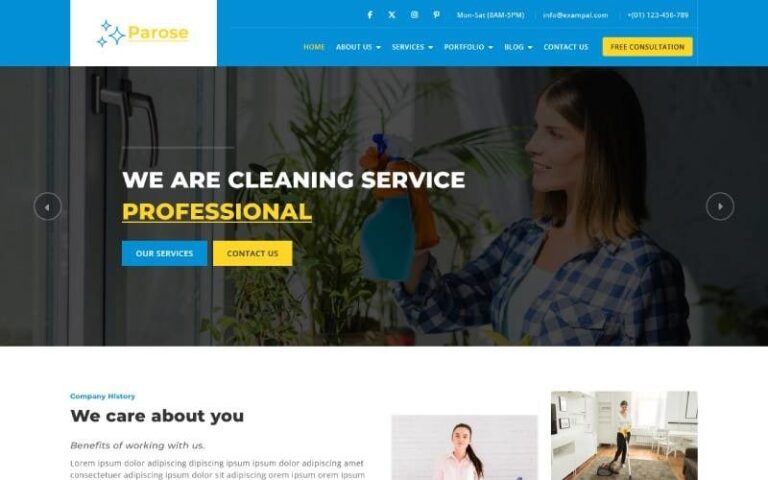 Parose - Multipurpose Cleaning Services HTML5 Website Template - Template Witch