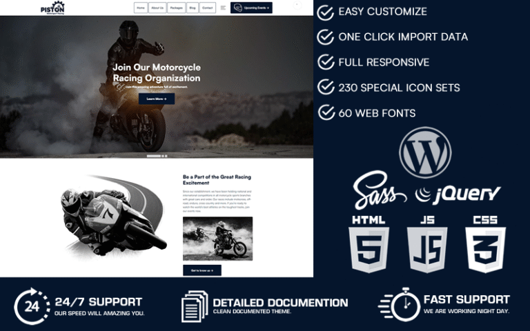 Piston - Motorsport Racing WordPress Theme - Template Witch
