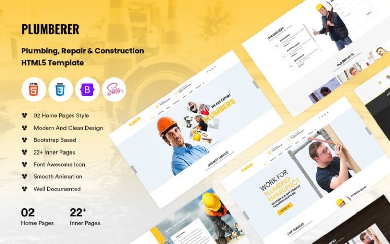 Plumbing, Repair & Construction HTML Template - Template Witch
