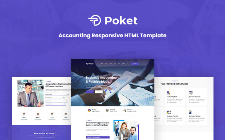 Poket – Accounting Responsive Website Template - Template Witch