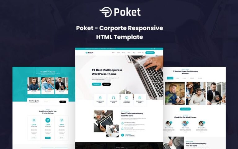 Poket – Corporate Responsive Website Template - Template Witch