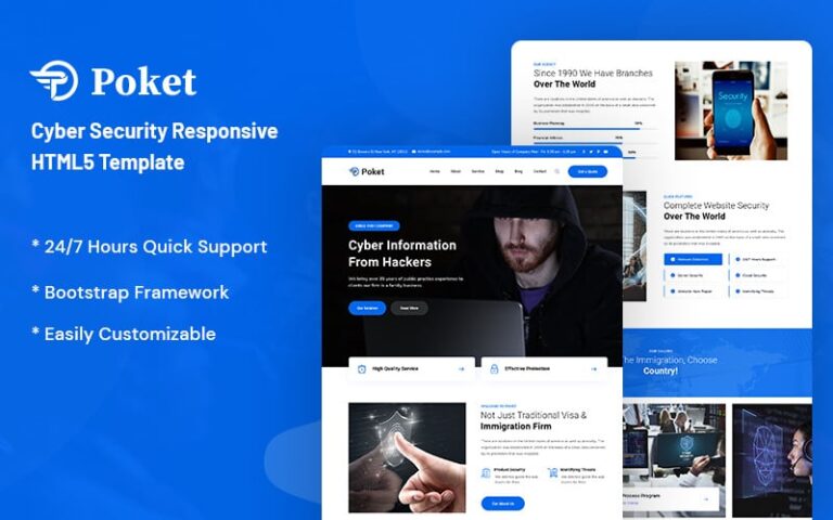 Poket – Cyber Security Responsive Website Template - Template Witch