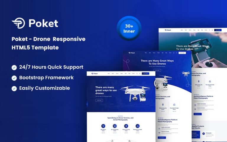 Poket – Drone Responsive Website Template - Template Witch