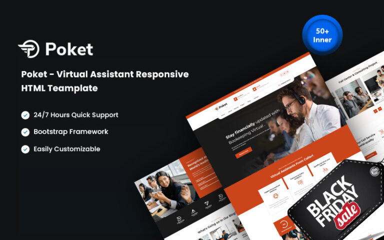 Poket – Virtual Assistant Responsive Website Template - Template Witch