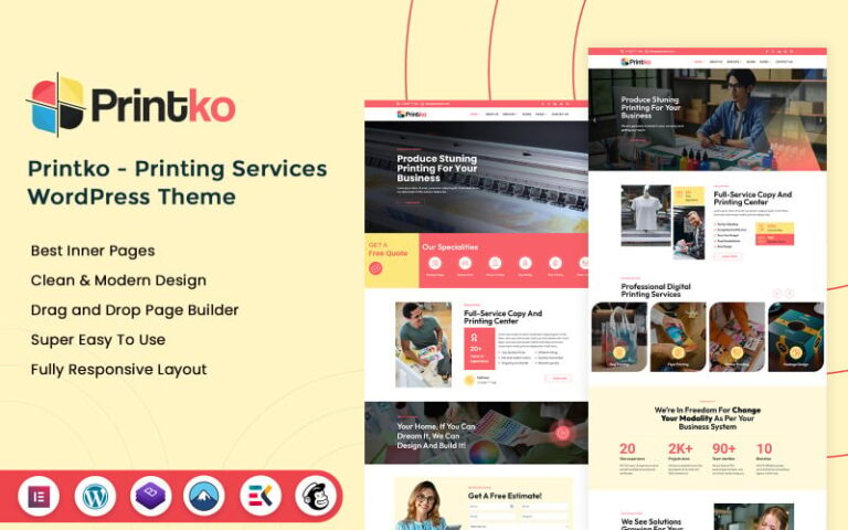 Printko - Printing Services WordPress Theme - Template Witch