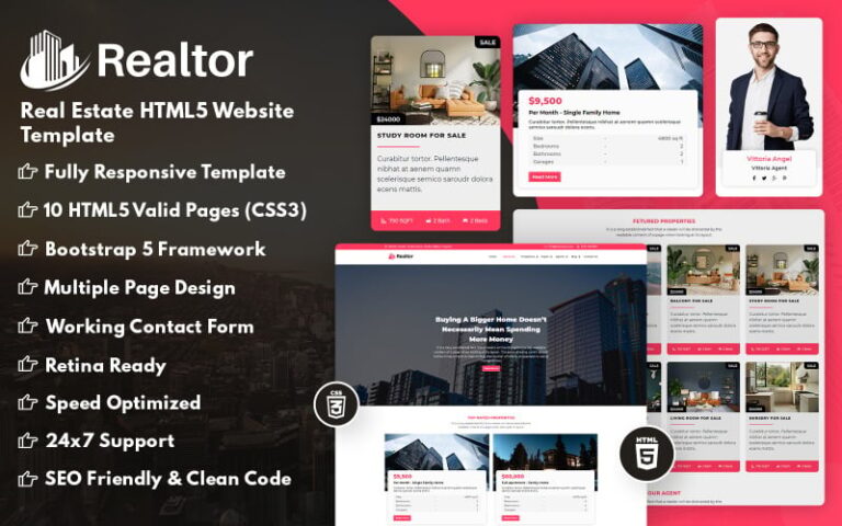 Realtor - Real Estate HTML5 Website Template - Template Witch