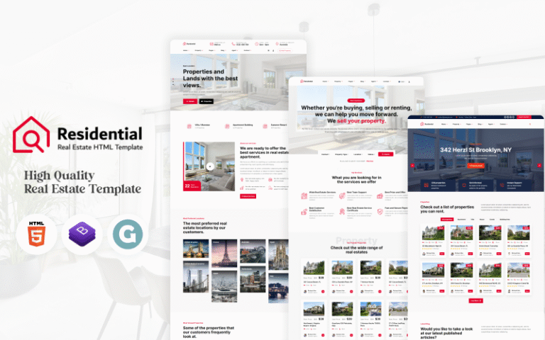 Residential – Real Estate HTML Website template - Template Witch