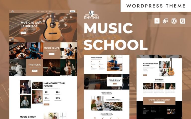 Rhythm - Music School, Academy & Instrument Training WordPress Elementor Theme - Template Witch