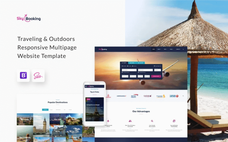 SkyBooking - Flight Booking HTML5 Website Template - Template Witch