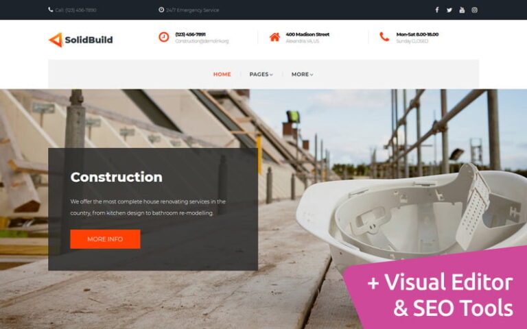 Solid Build - Construction Company Moto CMS 3 Template - Template Witch