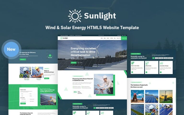 Sunlight - Wind and Solar Energy HTML5 Responsive Website Template ...