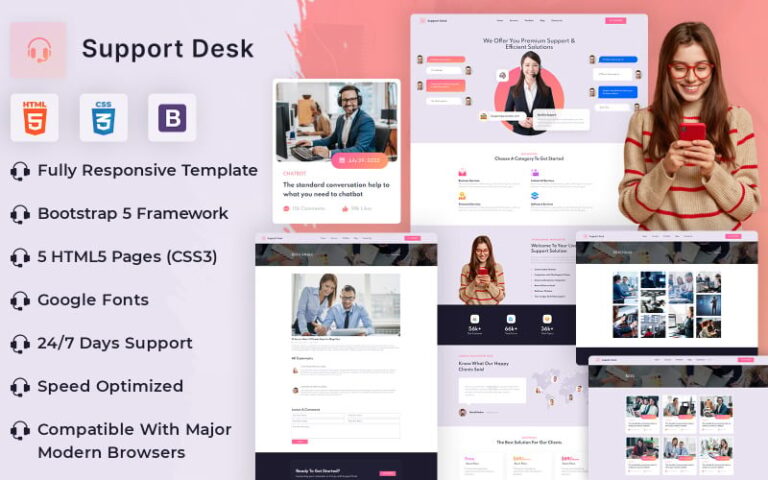 SupportDesk HTML Website Template - Template Witch