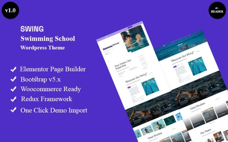 Swing - Swimming School Wordpress Theme - Template Witch