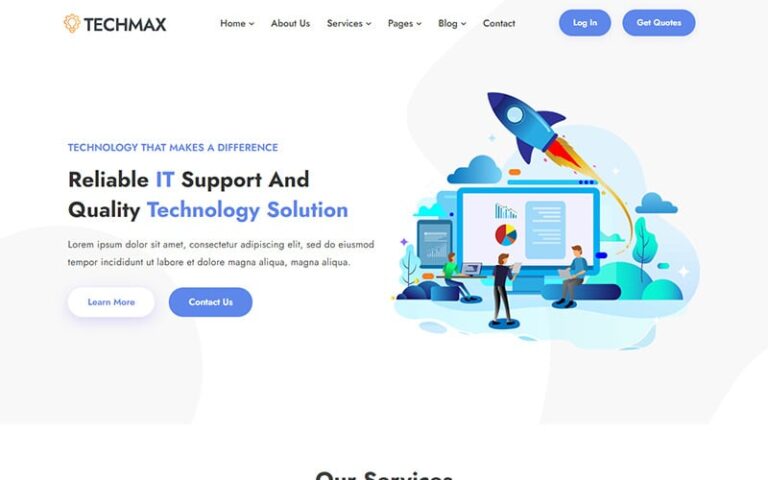 Techmax - IT Solutions and Technology Services HTML5 Responsive Website Template - Template Witch