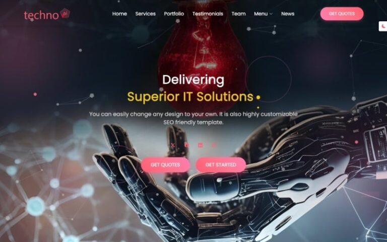 Technoai | Business Services & IT Solutions Multipurpose Responsive Website Template - Template ...