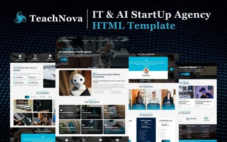 TechNova - AI and IT Startup Agency HTML5 Website Template - Template Witch