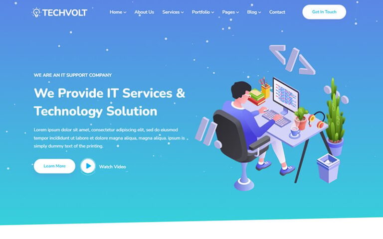 Techvolt - IT Services & Technology Solutions HTML5 Responsive Website Template - Template Witch