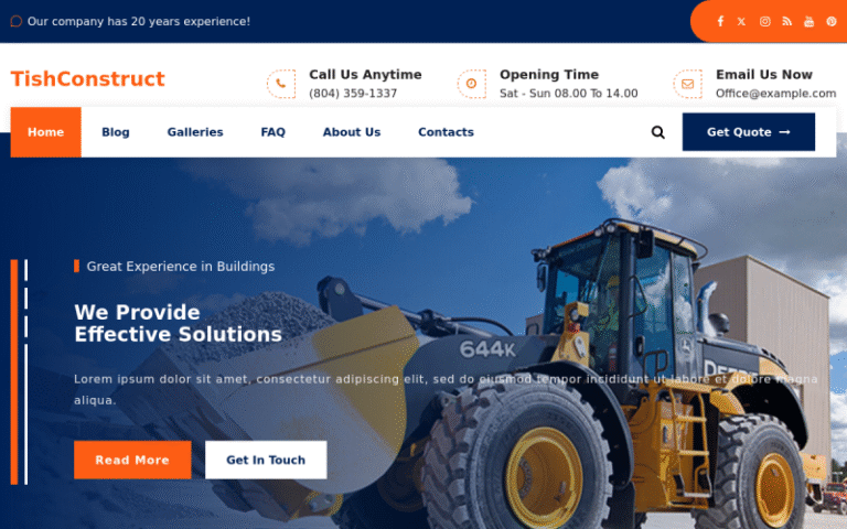 TishConstruct - Construction Company WordPress Theme - Template Witch