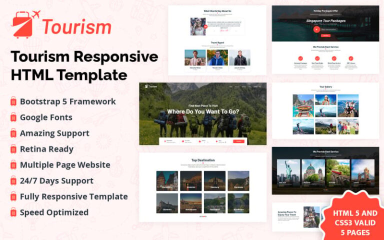 Tourism Responsive HTML Template - Template Witch