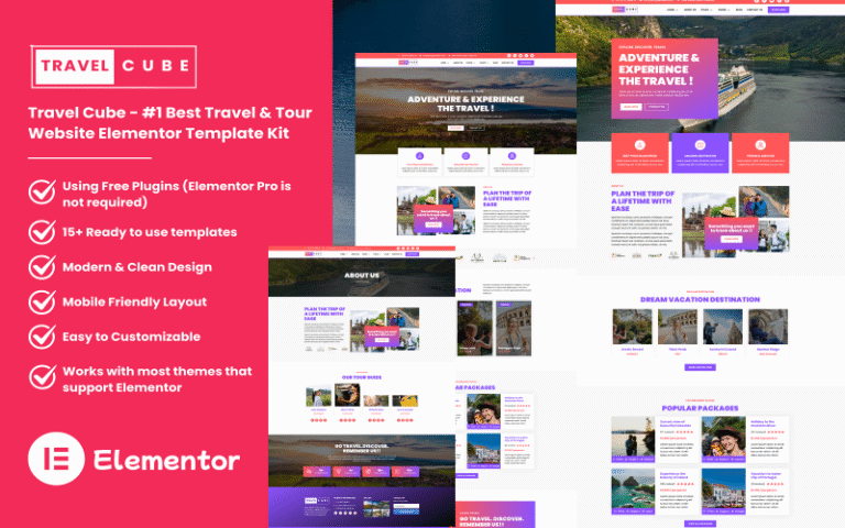 Travel Cube - #1 Best Travel & Tour Website Elementor Template Kit - Template Witch