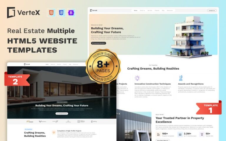 Vertex - Real Estate Multiple HTML5 Website Templates - Template Witch