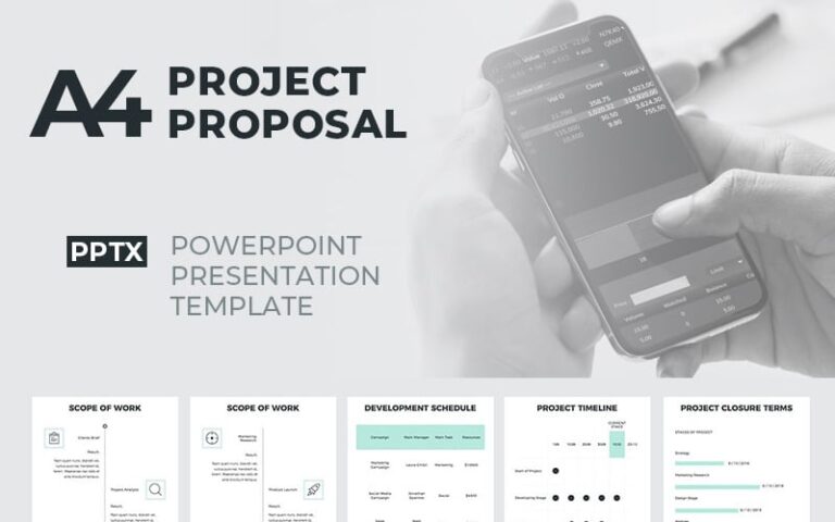 A4 Project Proposal PowerPoint template - Template Witch